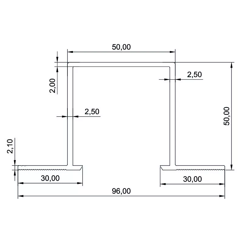 Profils Oméga - Alu anodisé noir