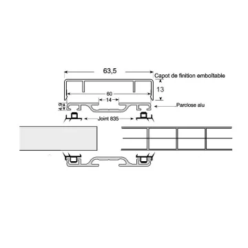 Profil pareclose aluminium I Pour couverture I Sunclear